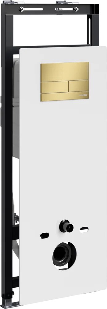 Инсталляция с кнопкой Wasserkraft Salm 27TLT.010. ME. WH. MG04 50, 4 см, крепление к стене/к полу, с регулировкой по высоте, кнопка для унитаза золотая, матовая, с шумоизоляцией