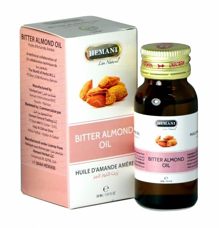BITTER ALMOND OIL, Hemani (горького миндаля масло, Хемани), 30 мл.