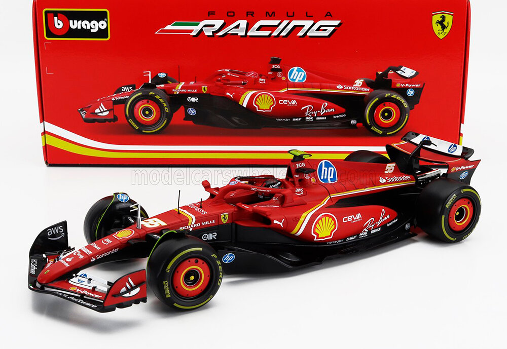 Модель коллекционная BBURAGO Ferrari F1 SF-24 team scuderia ferrari №55 season 2024 carlos sainz, red black