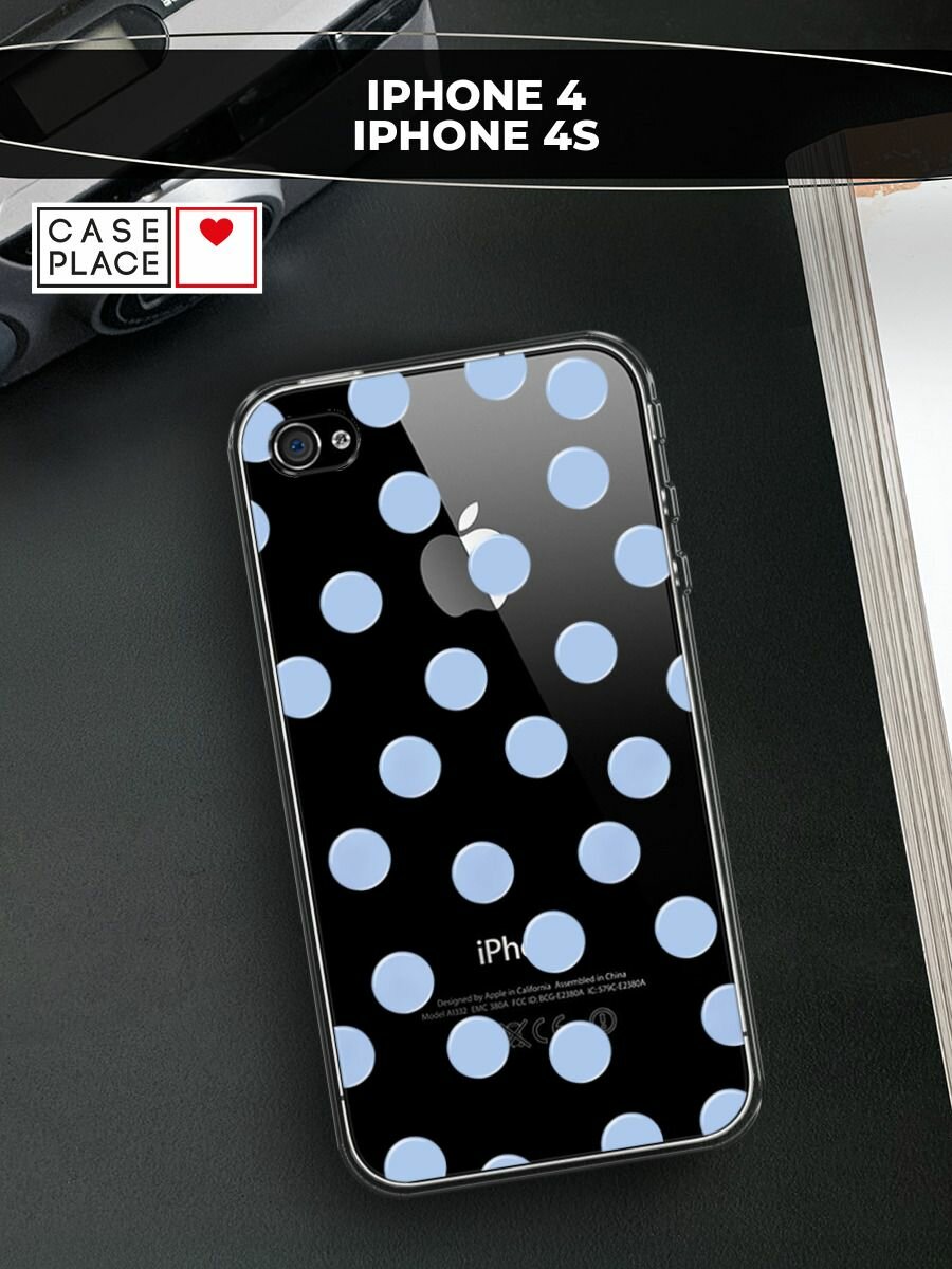 Силиконовый чехол на Apple iPhone 4/4S / Айфон 4/4S с принтом Фон в горошек
