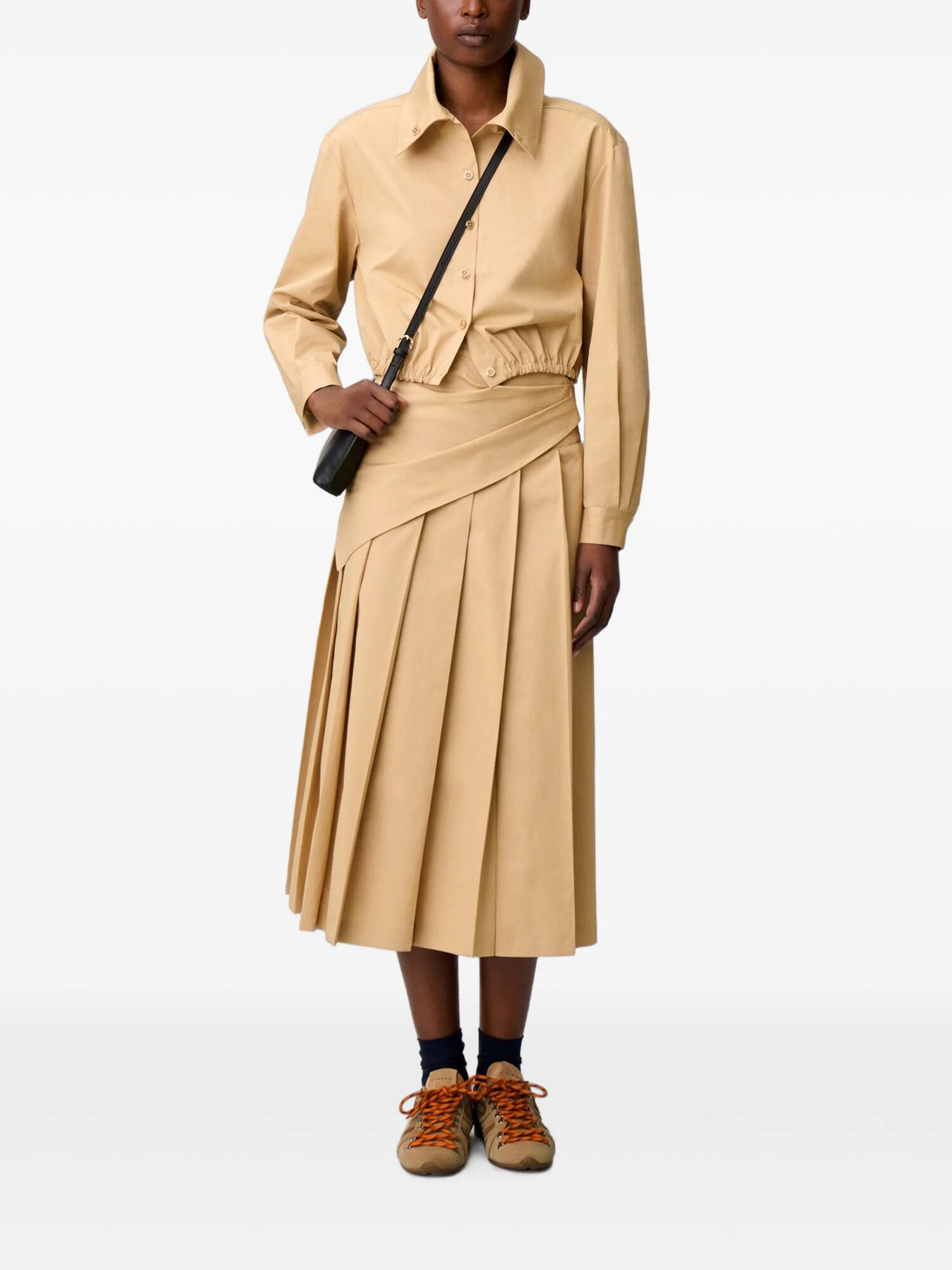 Рубашка CLAUDIE PIERLOT Cropped high neck shirt, размер 34 — фото 1