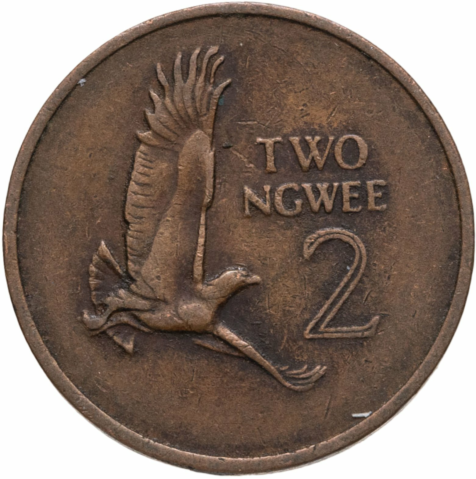 Замбия 2 нгве ngwee 1983, Сталь, в сохранности VF-XF