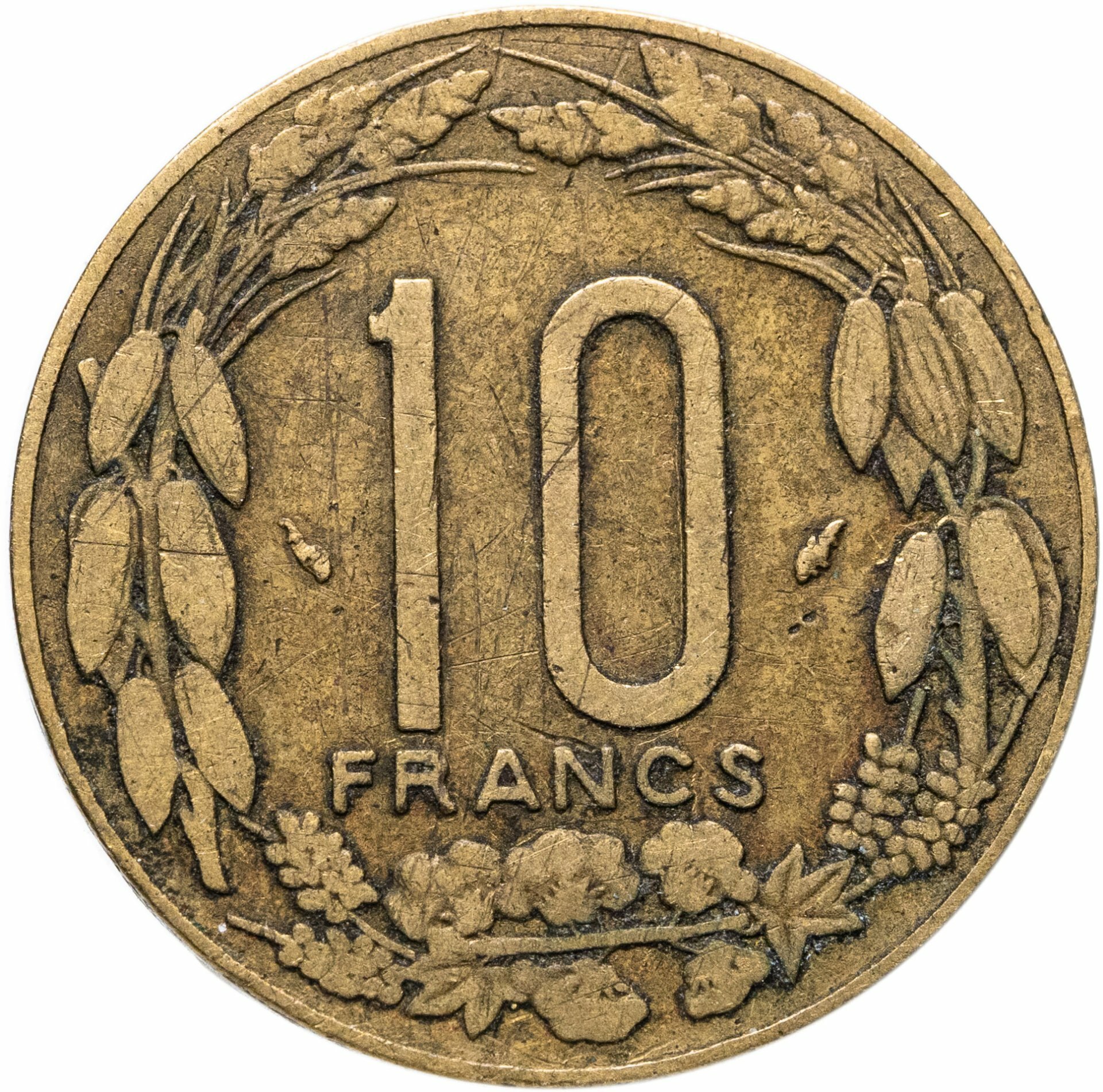 Центральная Африка BEAC 10 франков francs 1975, Бронза, в сохранности VF