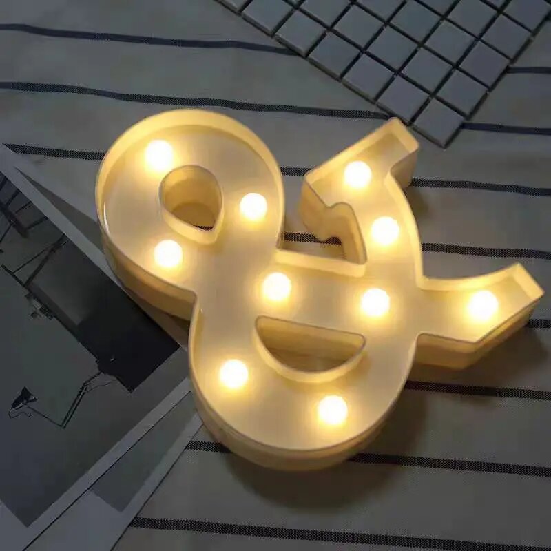 LED-ночник буквы пластик теплый белый Желтый, 16cm, ampersand