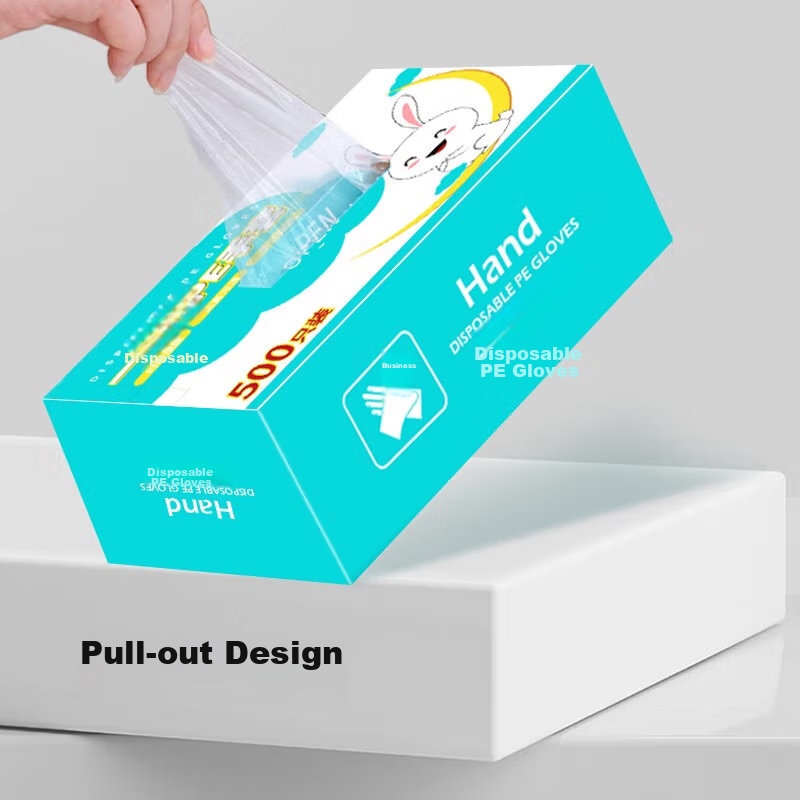 Youao PE Disposable Gloves, Thickened Food-Grade, for Catering And Kitchen Use, Hygienic Plastic Film Gloves, 500 Pieces