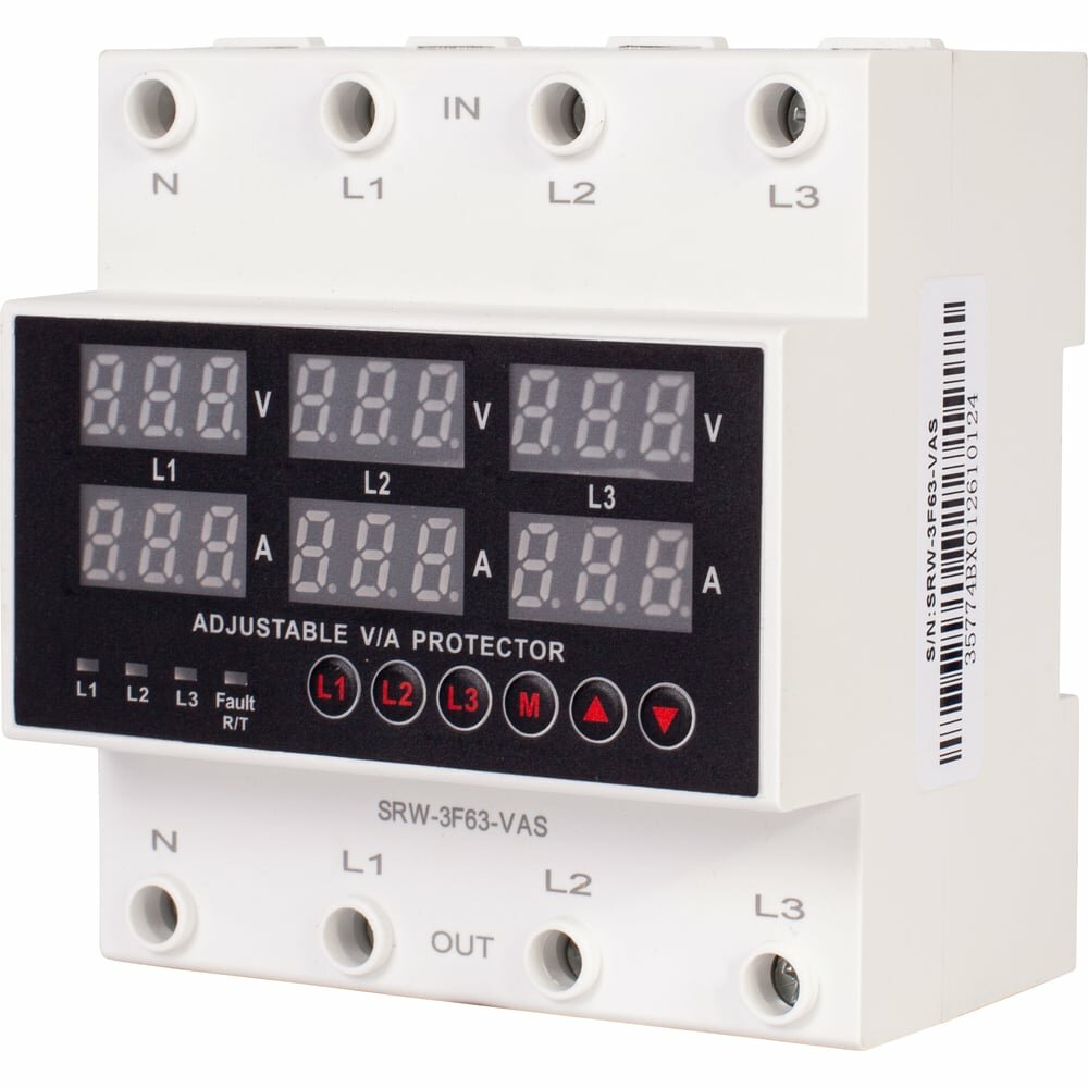 Реле напряжения трехфазное RUCELF SRW-3F63-VAS КА-00010962