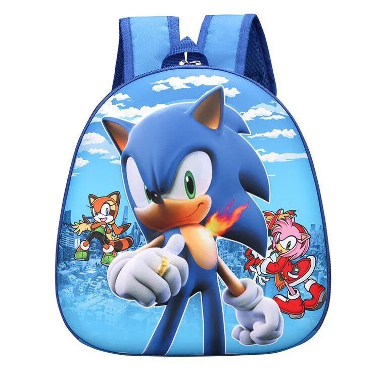 Рюкзак детский дошкольный синий с героями Sonic, 27 см