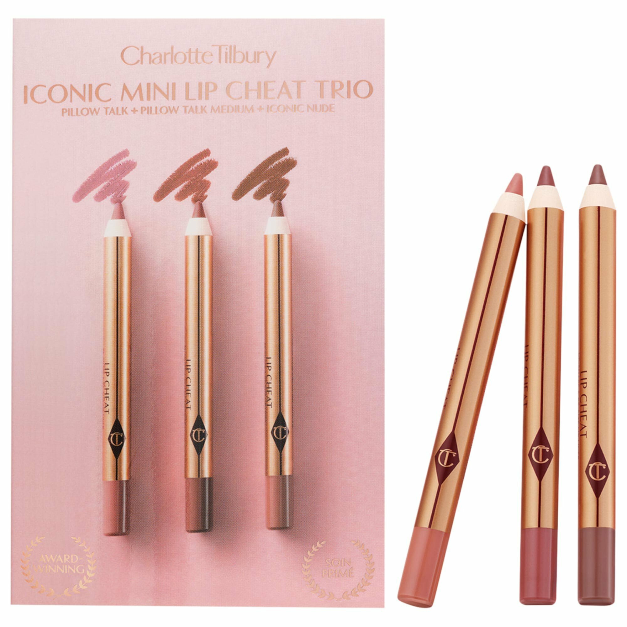 Набор карандашей для губ в мини формате Charlotte Tilbury Iconic Mini Lip Cheat Trio, 3 цвета, тревел-версия