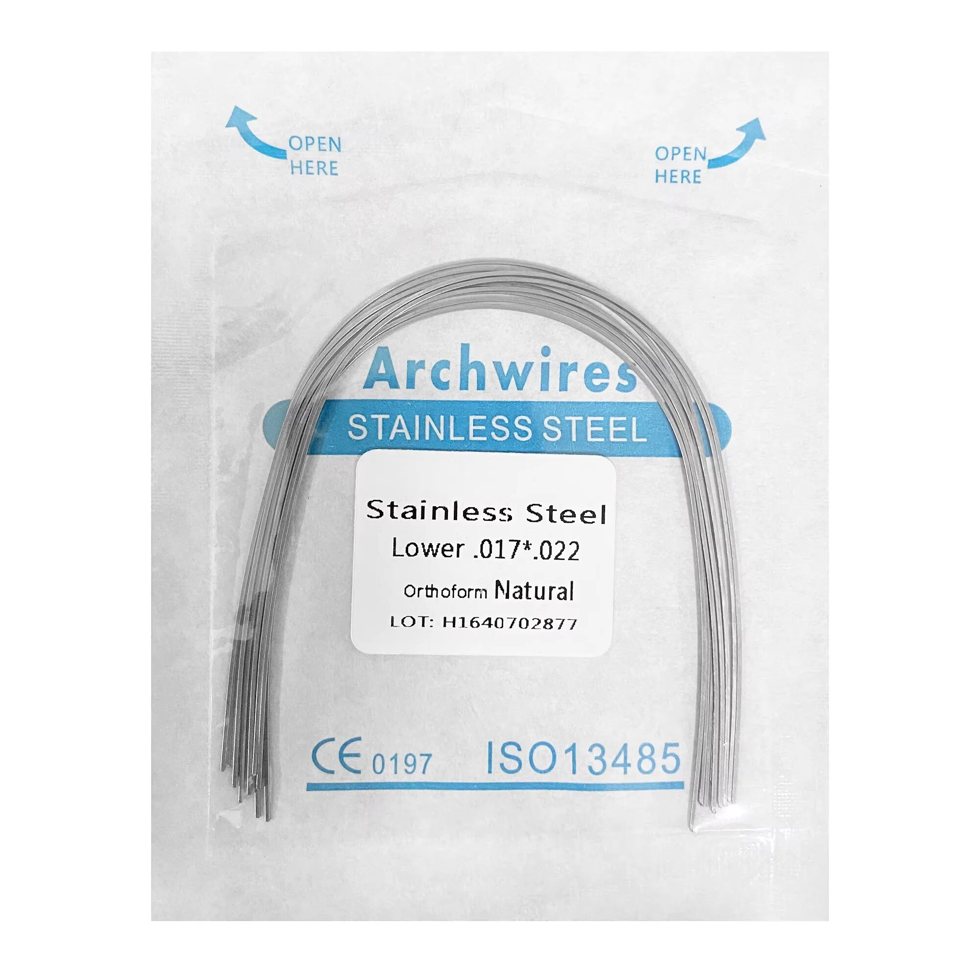 Дуга ортодонтическая Archwires Stainless Steel Natural 17x22 Lower
