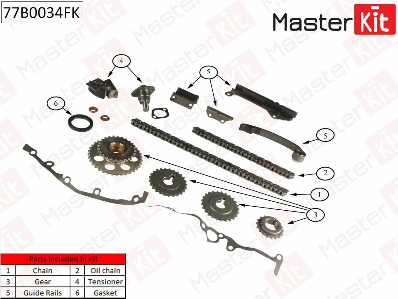 77B0034FK Комплект цепи NISSAN 95- 1.6 ГРМ