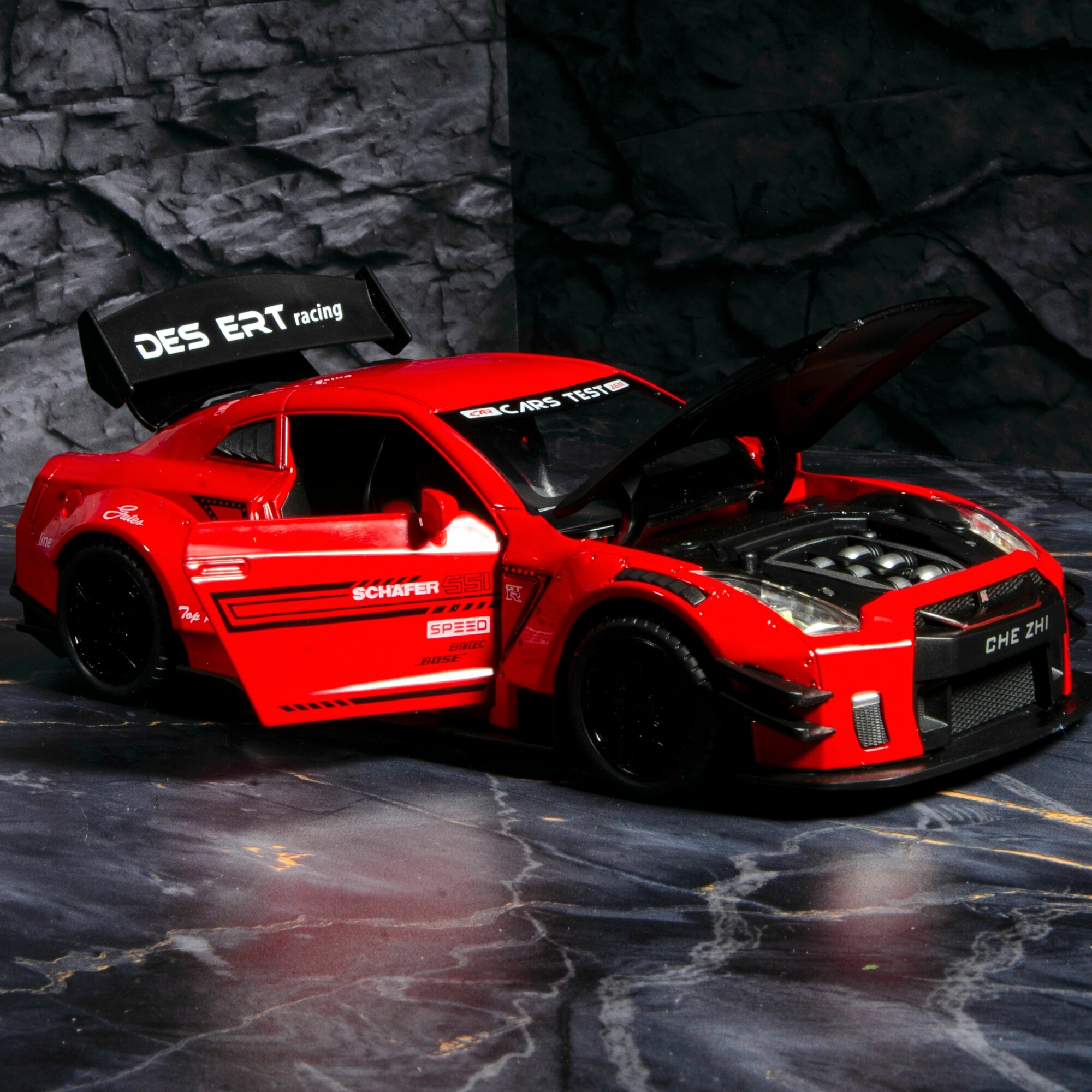 Коллекционная модель машинки Nissan Skyline GT-R R35 (Ниссан ГТР) Годзилла, масштаб 1:24, открываются двери, капот, багажник, свет фар, звук мотора
