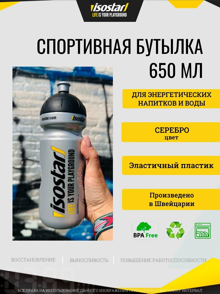 Спортивная бутылочка Isostar 650 мл Серебряная