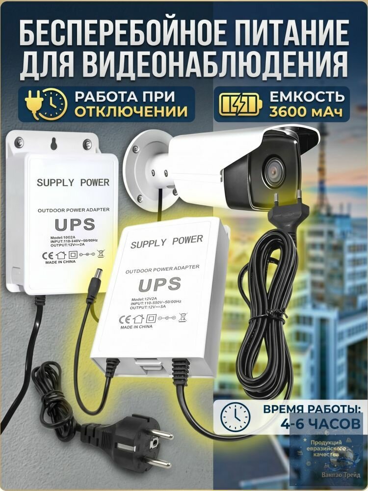 Мини ИБП 12 В 2 А для бесперебойного питания WiFi, маршрутизаторов, модемов и камер видеонаблюдения.