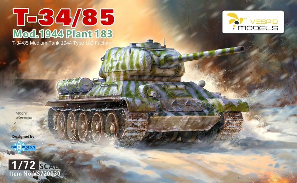VESPID VS720030 1/72 T-34/85 Модель среднего танка 1944 Завод 183 Военный комплект