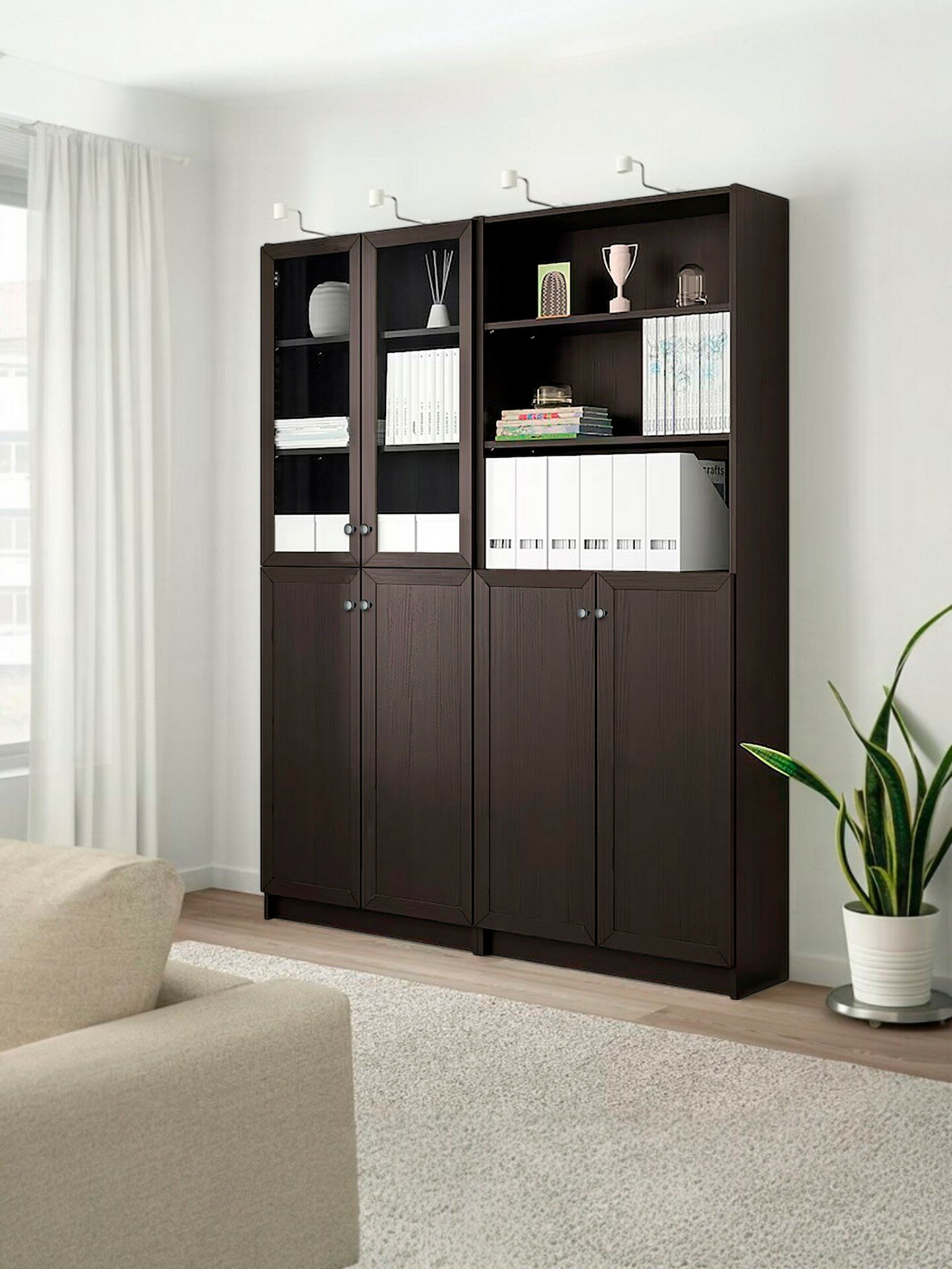 Стеллаж Билли 14 Венге Цаво 3354 NEW 160x30x202 см, черный GOODFORM