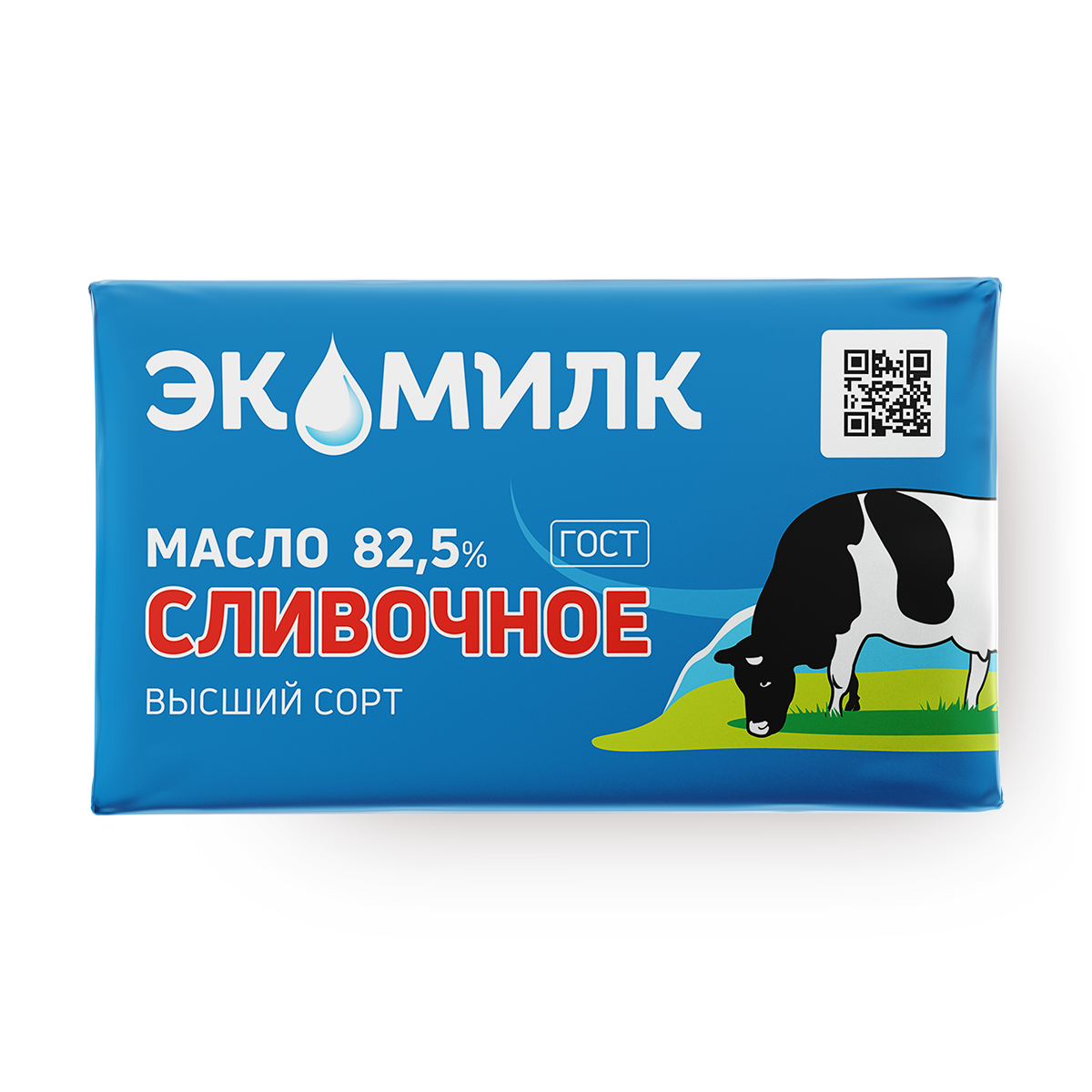 Масло сливочное Экомилк, 82% жирности, высший сорт, ГОСТ, 180 г