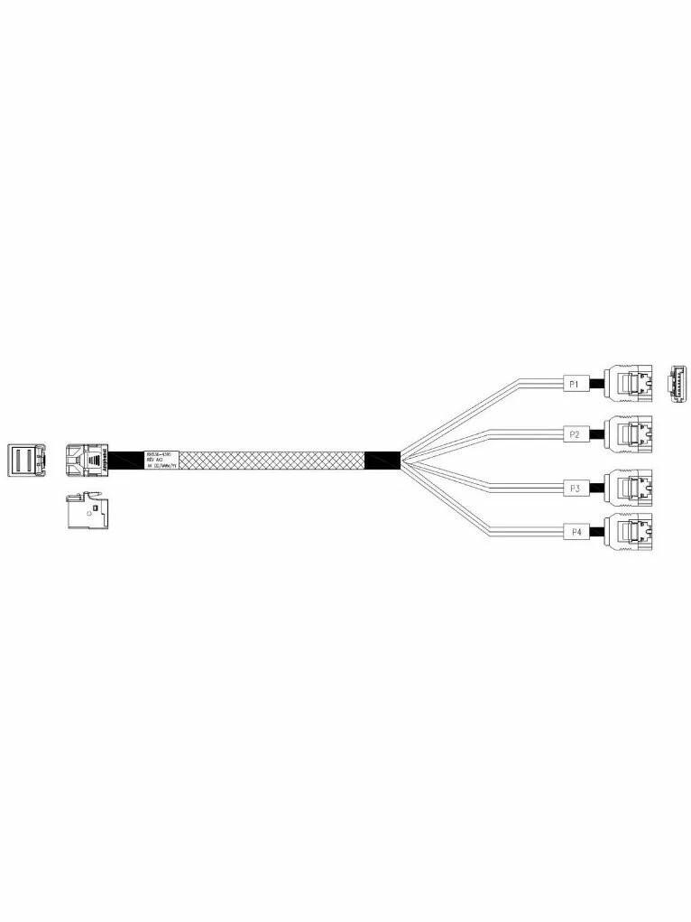 Кабель Amphenol RHS36-4395 mini SAS HD (SFF-8643) - 4xSATA