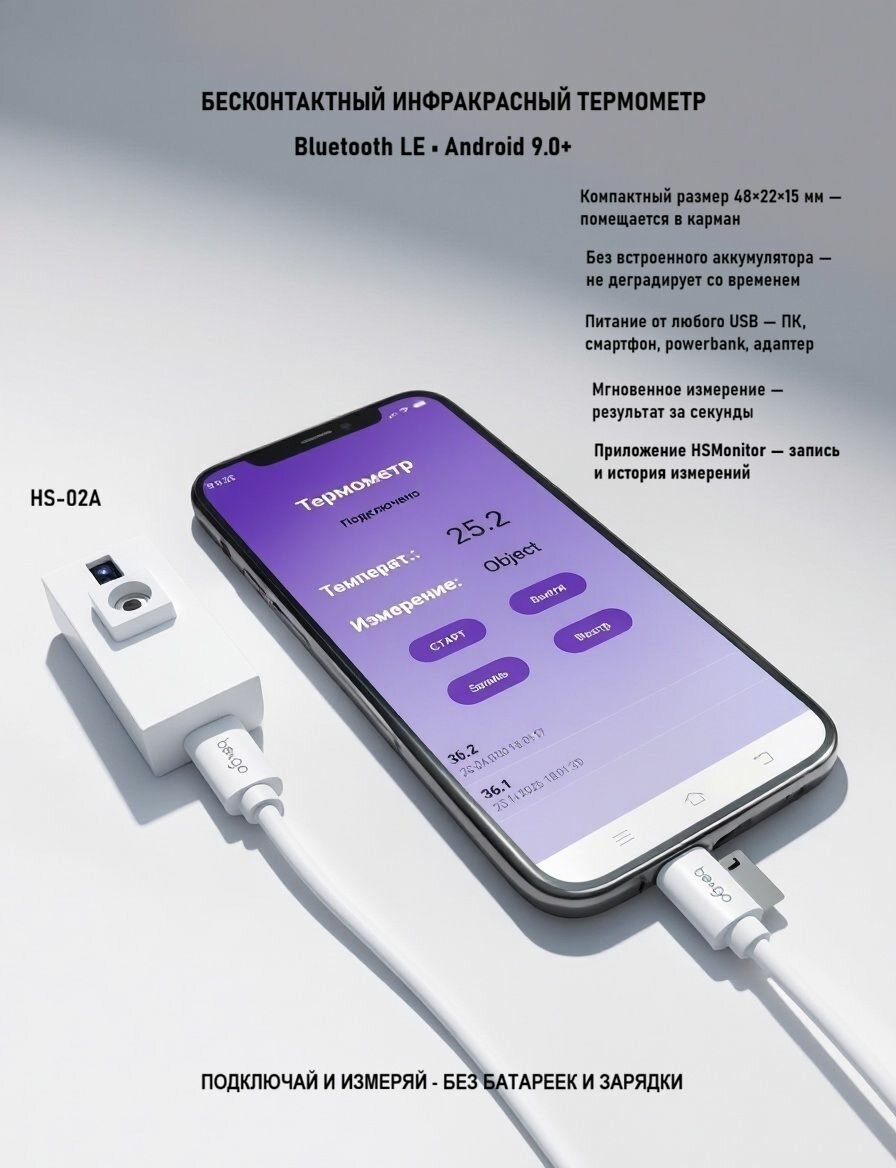 HS-02A инфракрасный ИК термометр для смартфона Android / HSMonitor