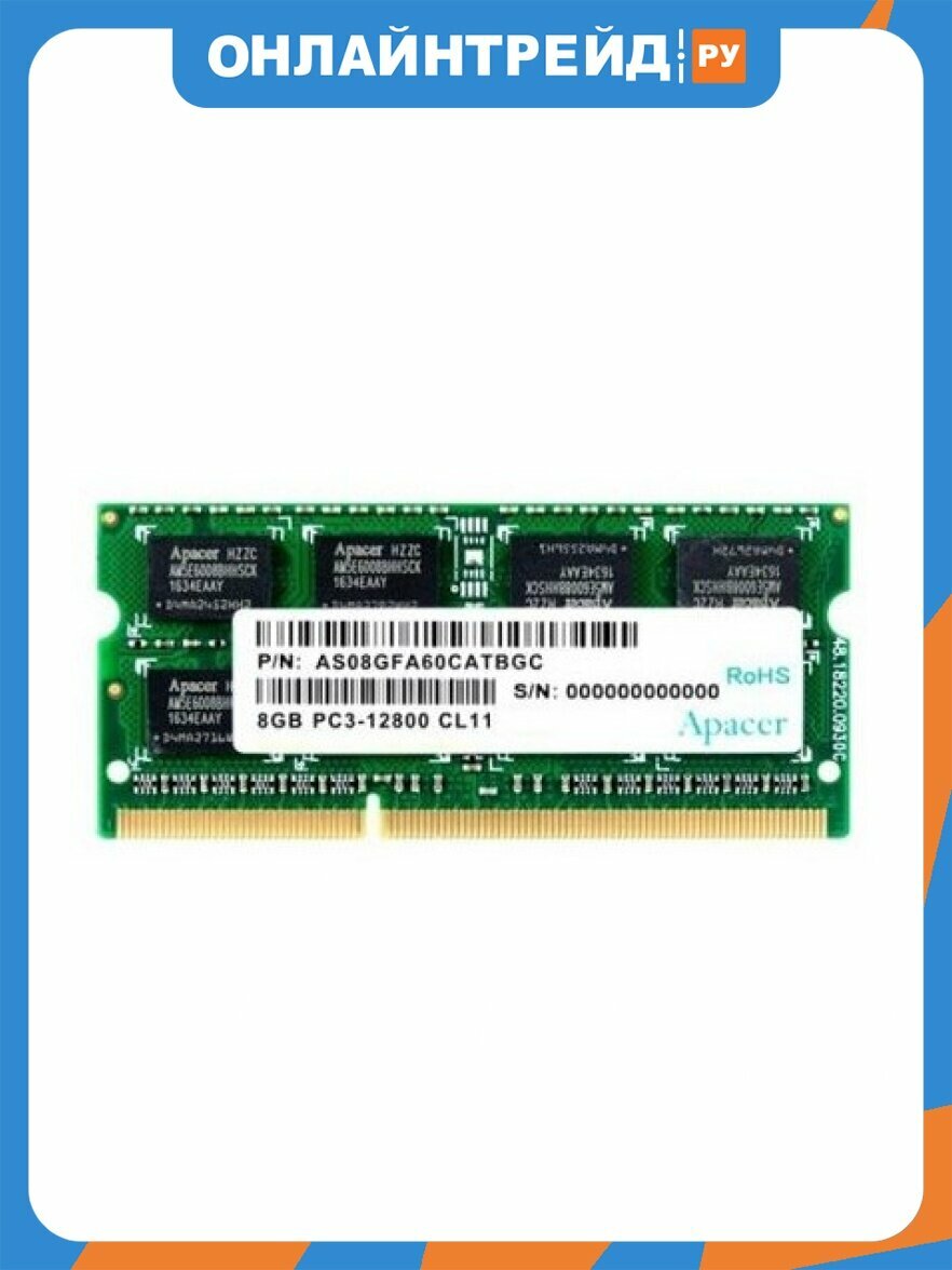 Оперативная память Apacer SO-DIMM DDR3 8Gb 1600MHz pc-12800 CL11 512x8 DS.08G2K. KAM