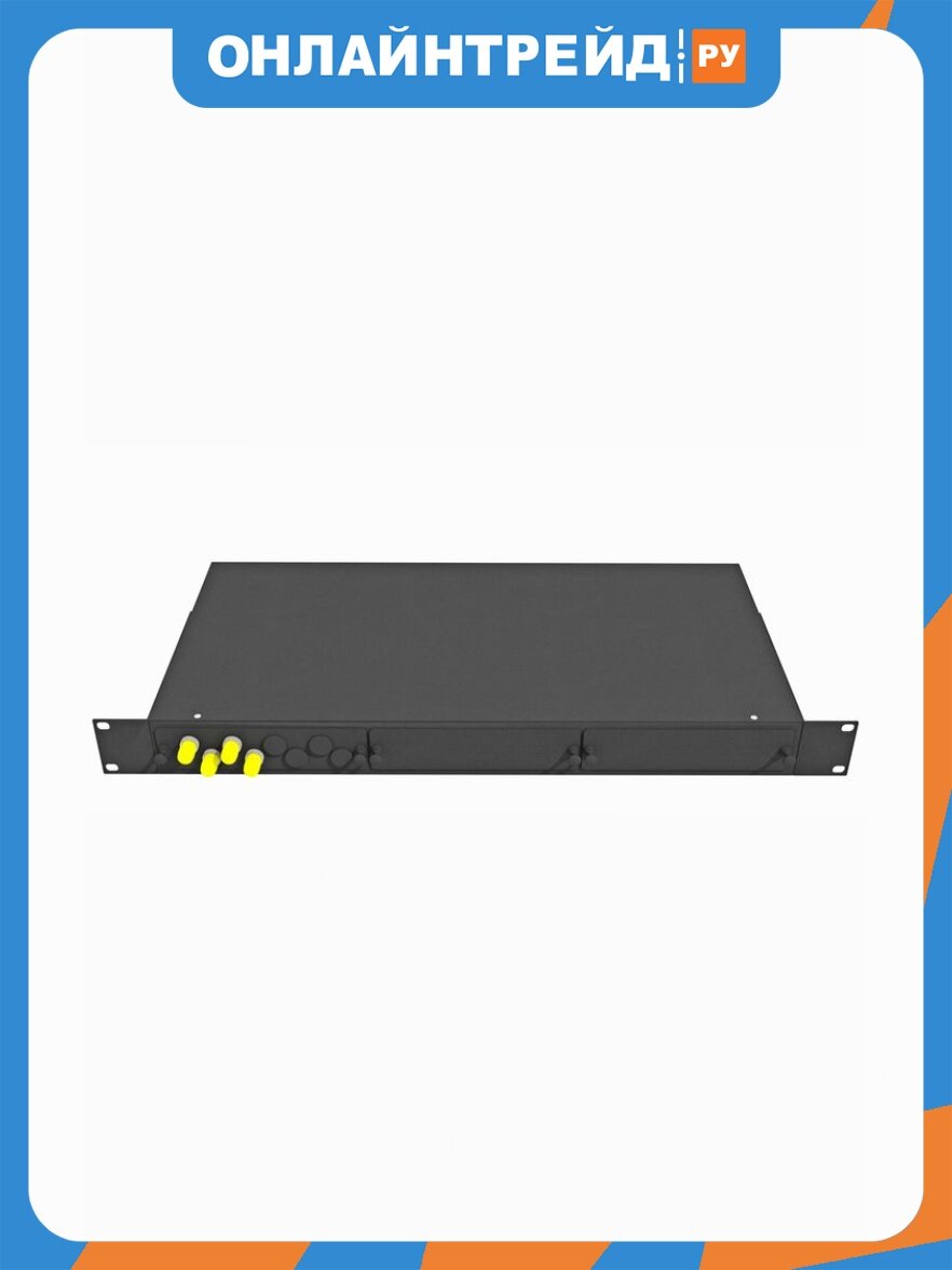 Кросс оптический Toplan , стоечный 19", 4 ST/UPC адаптера, MM, 1U, черный, укомплектованный (КРС-Top-1U-04ST/U-OM2-BK)