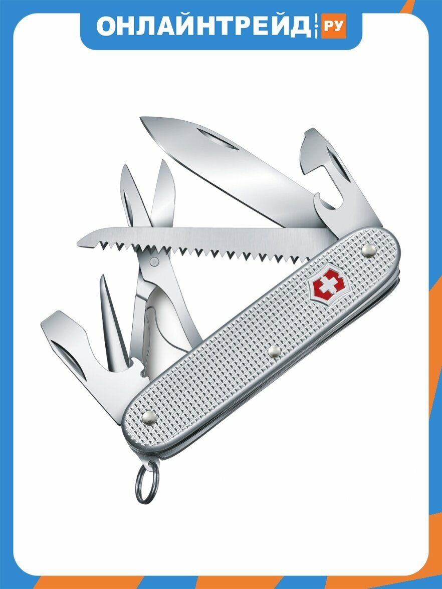 Нож Victorinox Farmer X Alox, 93 мм, 10 функций, алюминиевая рукоять, серебристый