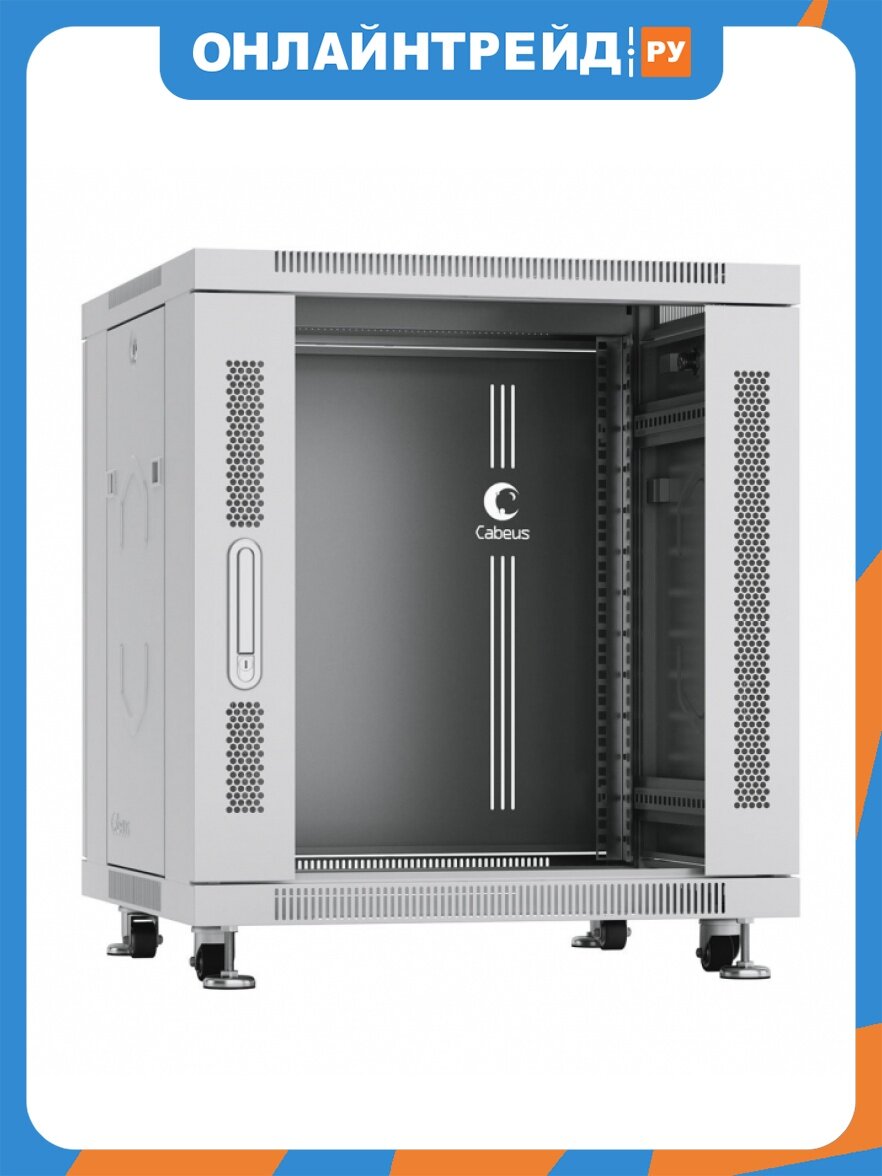 Шкаф настенный Cabeus SH-05C-12U60/80 12U 800мм дверь стекло, серый