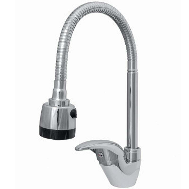 Смеситель для кухни Сантаком StOnix 4102у хром, с гибким изливом, рычажный, сплав цинка