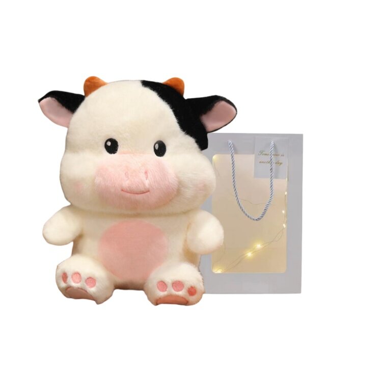 Плюшевая игрушка-корова унисекс PANGPANGLONG, трансформирующаяся из авокадо, 26CM EU, Avocado Transformed into Cow+White Shopping Bag