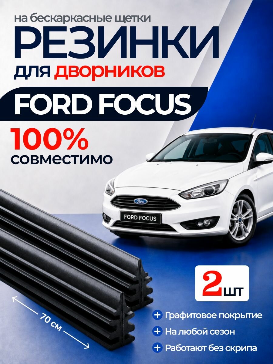 Резинки для дворников FORD FOCUS бескаркасных / резинка для щеток стеклоочистителя форд фокус АРТ: POL2-81D