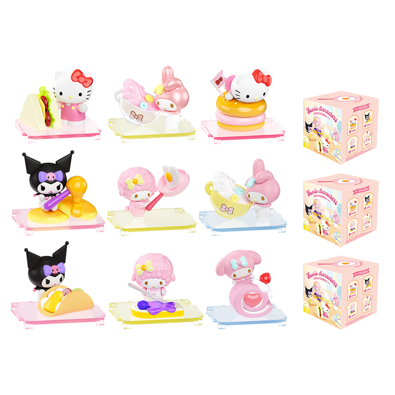 Набор коллекционных фигурок унисекс MOETCH "Завтрак знаменитостей" Kuromi, My Melody, Piano Hello Kitty Sanrio, 3 шт.