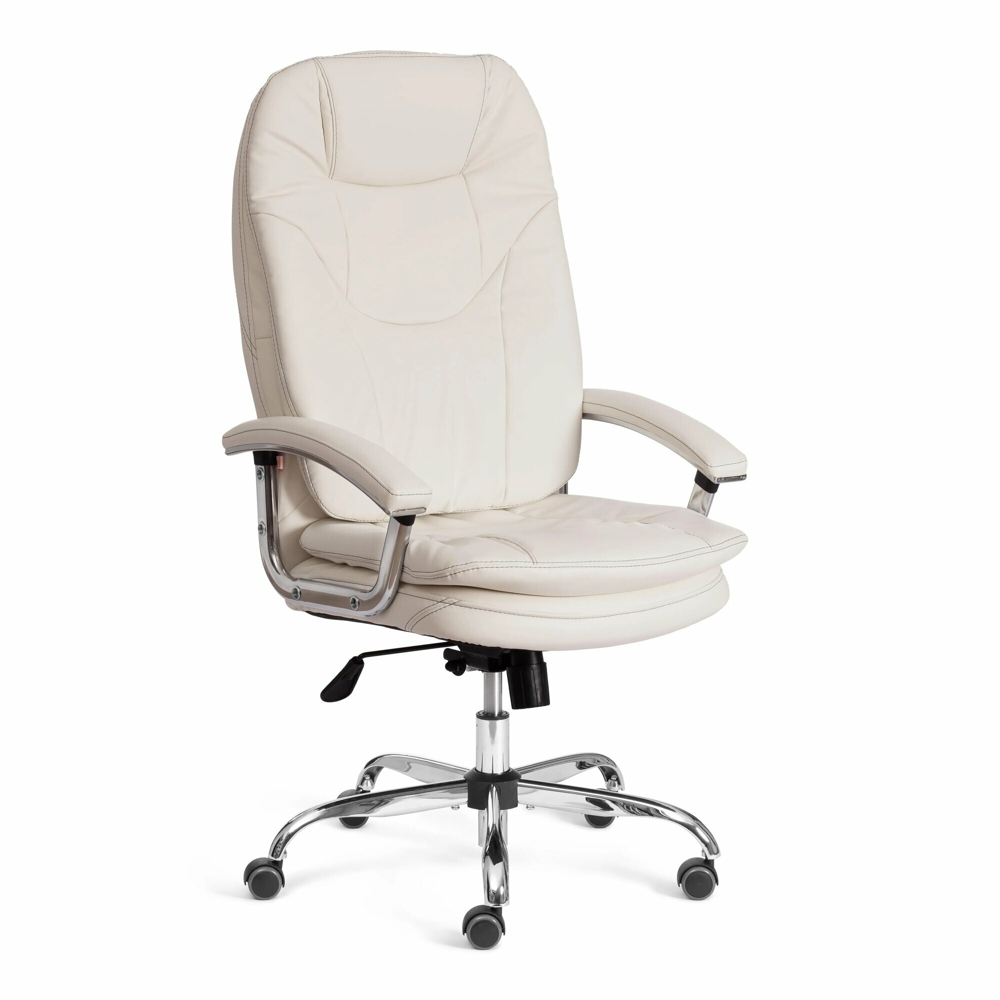 Кресло компьютерное TetChair Софти Люкс для руководителя, белая экокожа, хромированная крестовина, до 120 кг