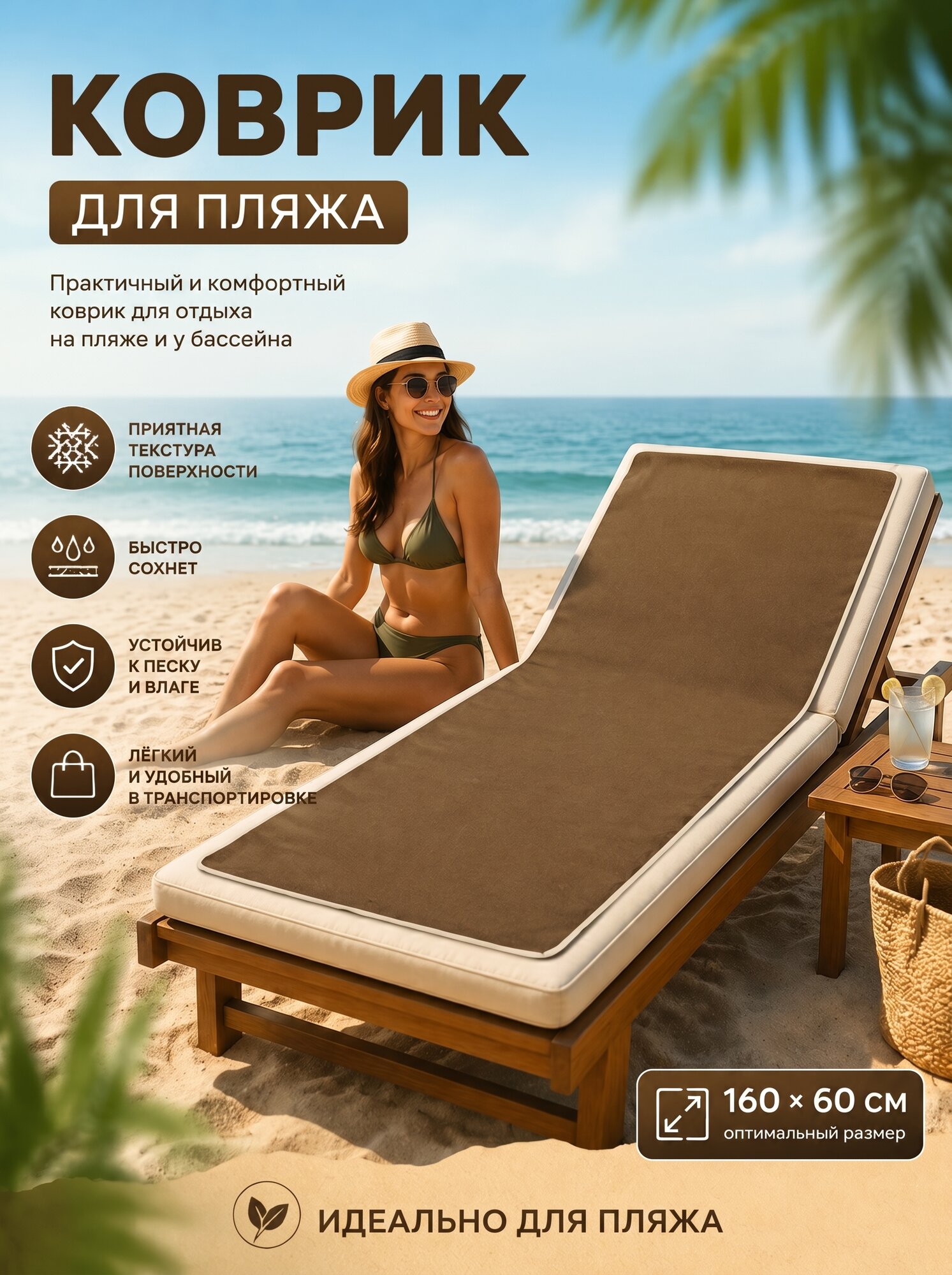 Коврик для туризма и пляжа.