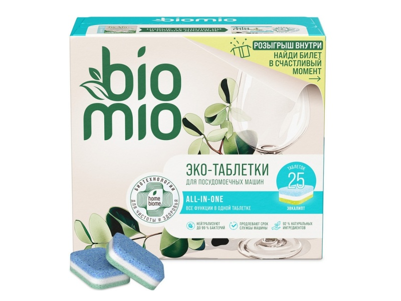 Таблетки для посудомоечной машины BioMio "BIO-TABS", 16 г, 25 шт