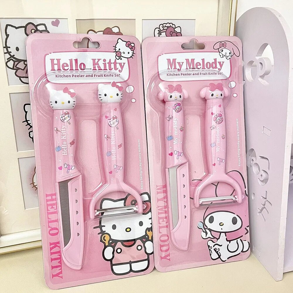 Фрукто-овощечистка набор Hello Kitty My Melody, 2 предмета, лиловый, светло-розовый