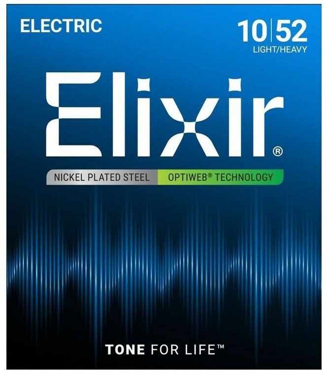 Elixir 19077 Optiweb Комплект струн для электрогитары, никелированная сталь, Light/Heavy 10-52