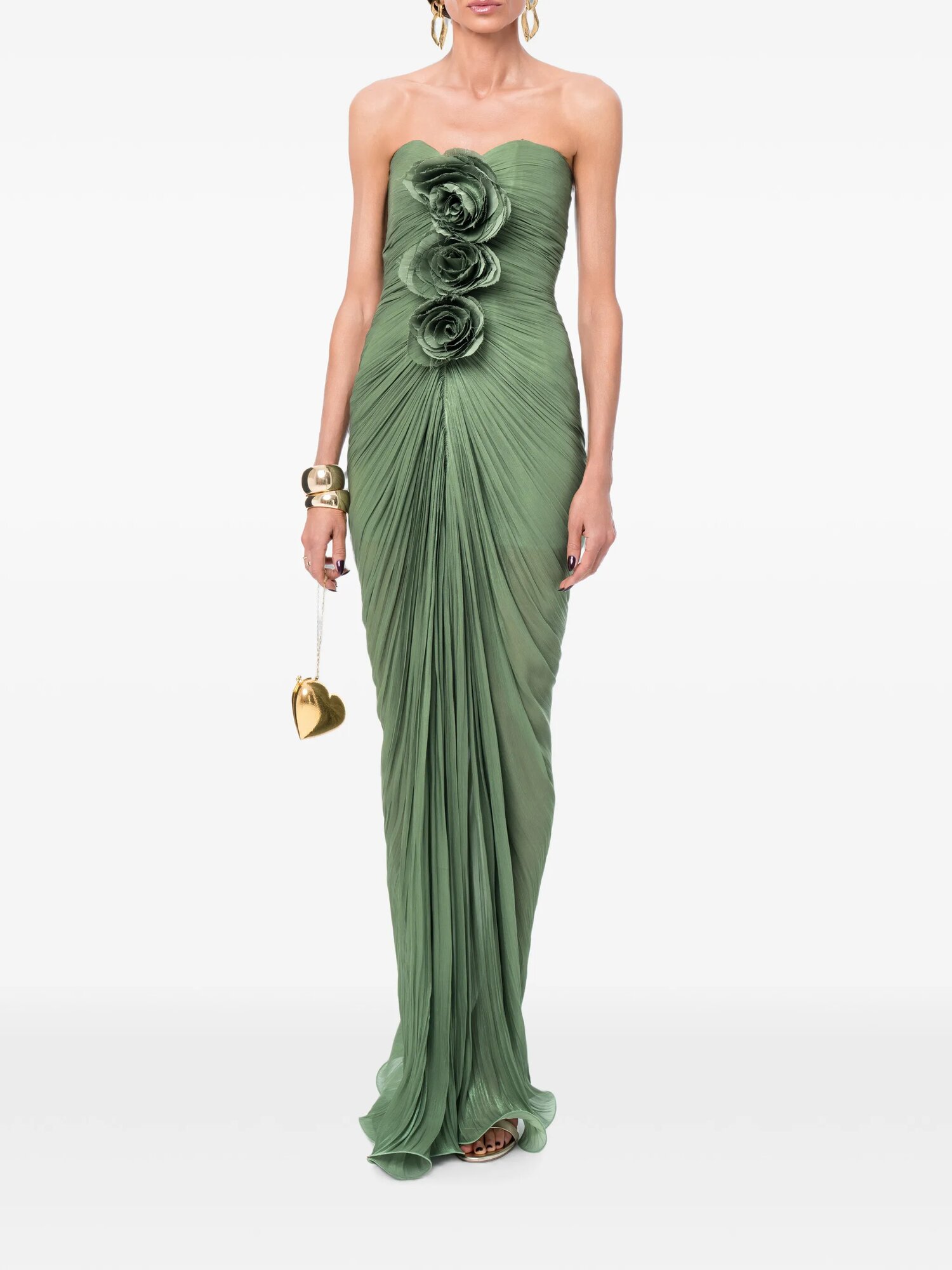 Платье Floral-detail ruched maxi dress