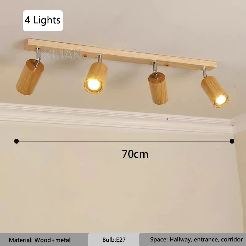 Потолочный светильник XIUAN из дерева теплый свет E27 4 Lights