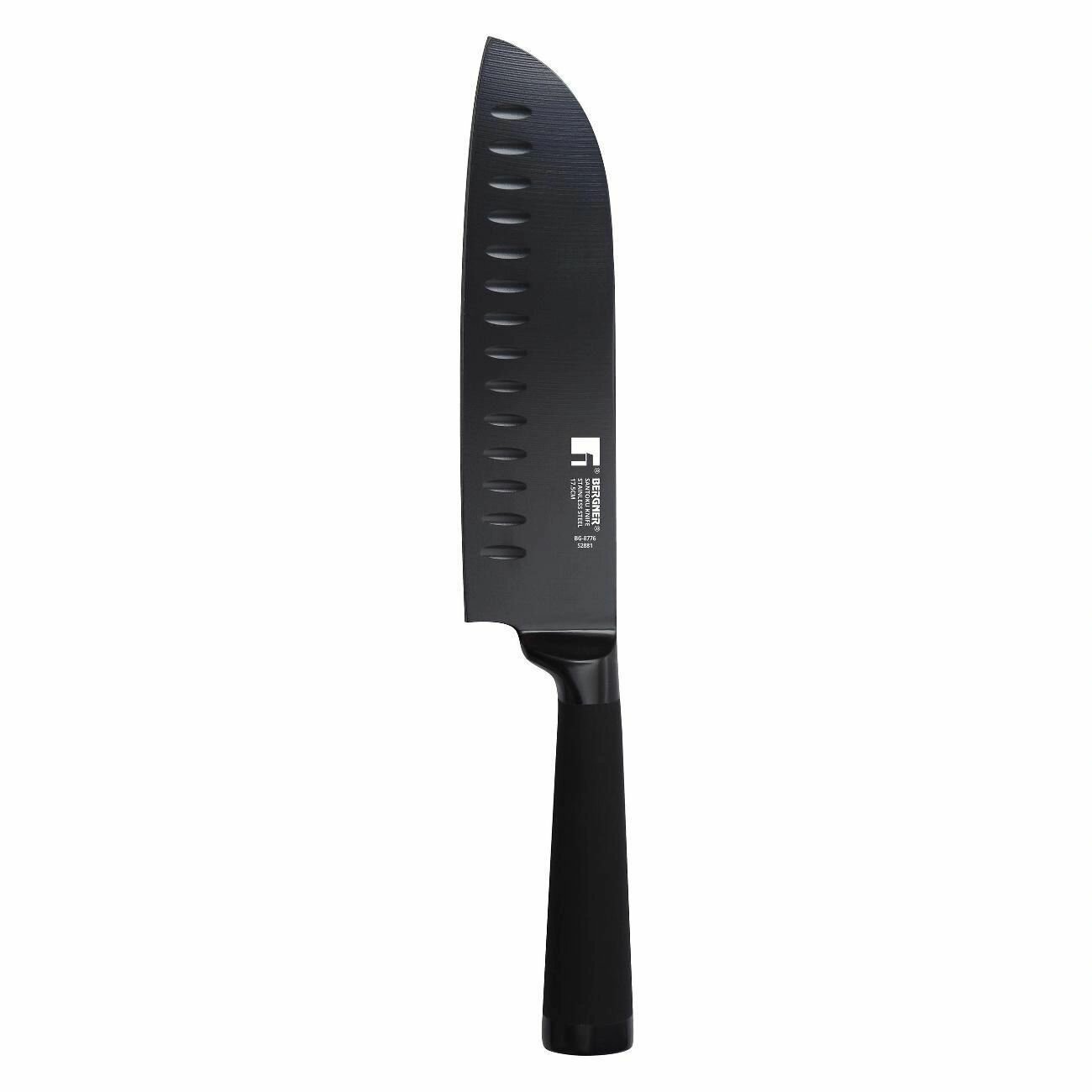Нож Bergner SANTOKU BG-8776 BLACKBLADE, 17,5 см