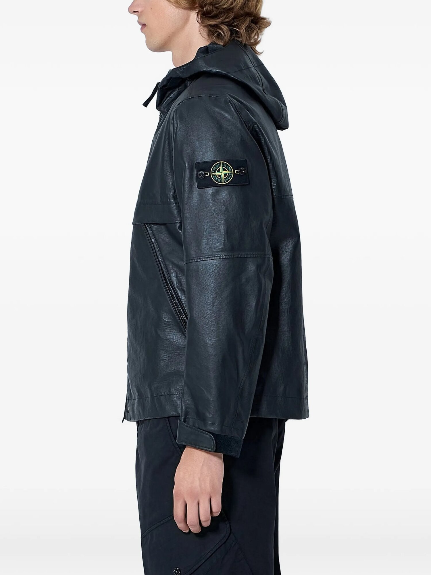 Куртка Stone Island Hooded leather jacket, размер XL — фото 1
