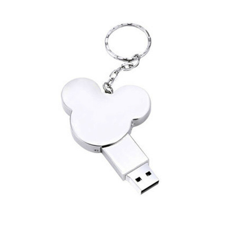 Ключ-браслет с Микки Маусом: USB-накопитель 128 ГБ, серебристо-серый - портативный металлический подарок