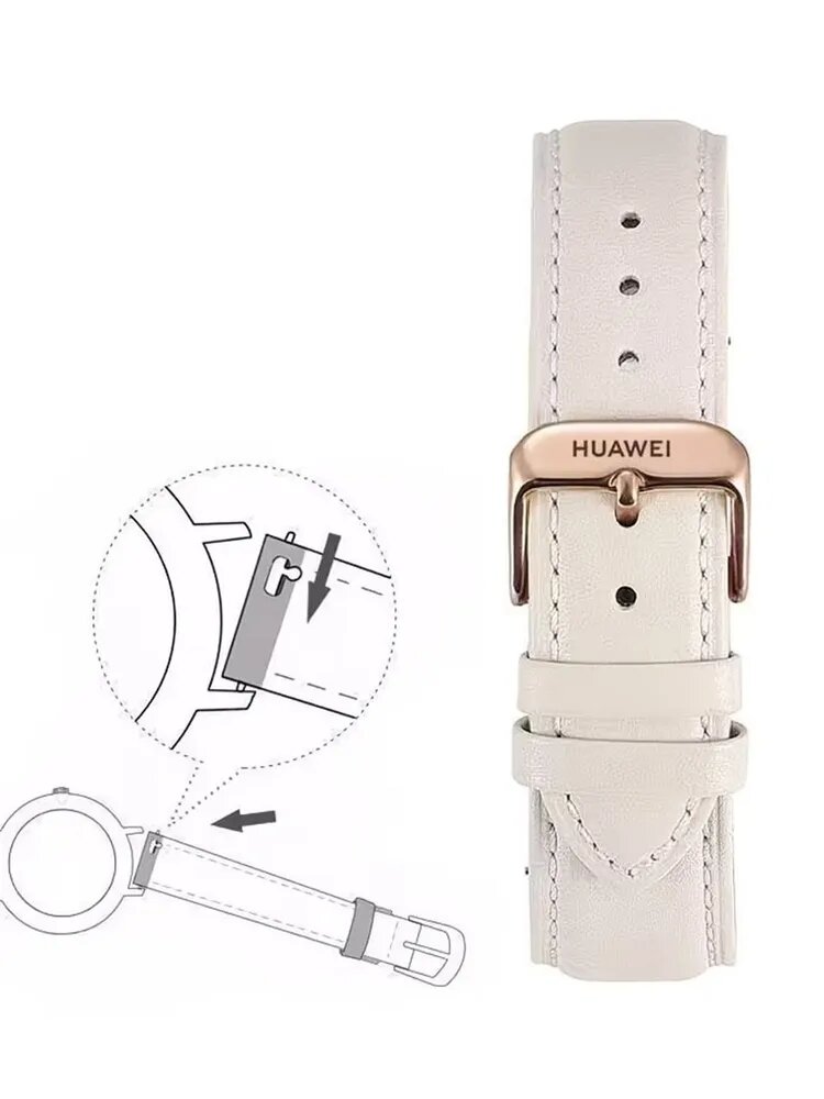 HUAWEI Ремешок Для Huawei Watch GT5 GT4 (41mm) / GT6 41mm Женский, Белый Кожаный Ремешок, 18 Мм