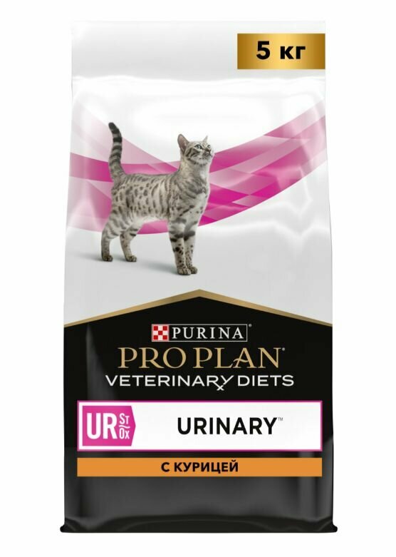 Сухой корм для кошек Pro Plan Veterinary Diets UR Urinary при болезнях мочевыводящих путей с курицей, 5 кг.