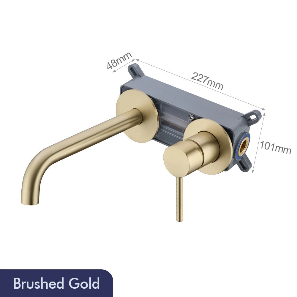 Настенный смеситель Bagnolux для раковины из латуни Brushed Gold, 21CM