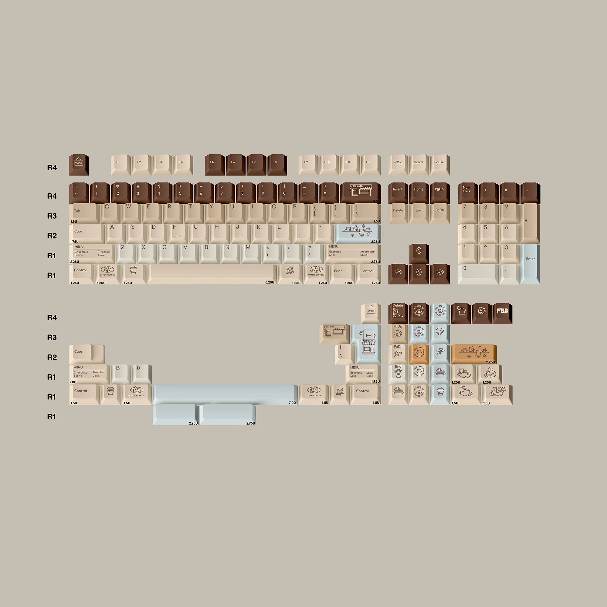 Колпачки для клавиш KBDfans Otter Coffee Cherry Profile