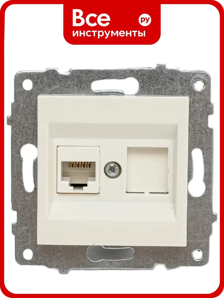 Механизм компьютерной 1-местной розетки RJ45 OVIVO CAT6, белый, встраиваемый, ABS‑пластик, степень защиты