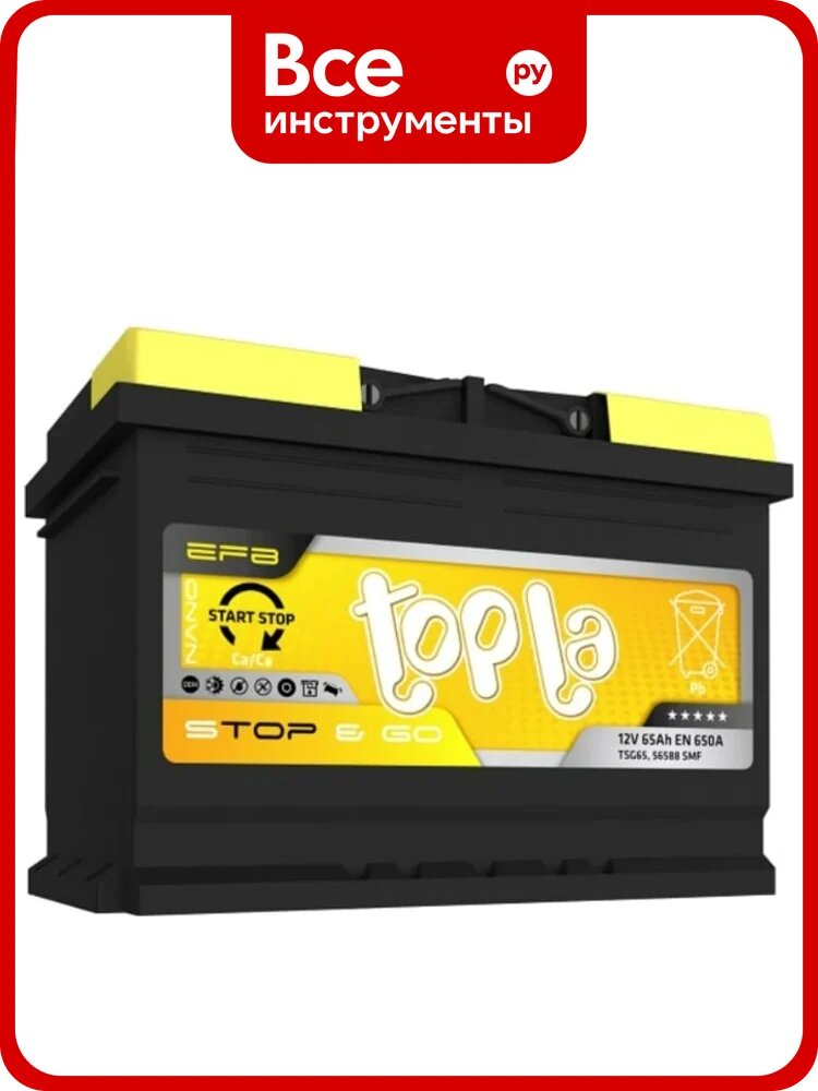 Автомобильный аккумулятор TAB Topla efb stop-go 6ст-65.0 низкий 112065