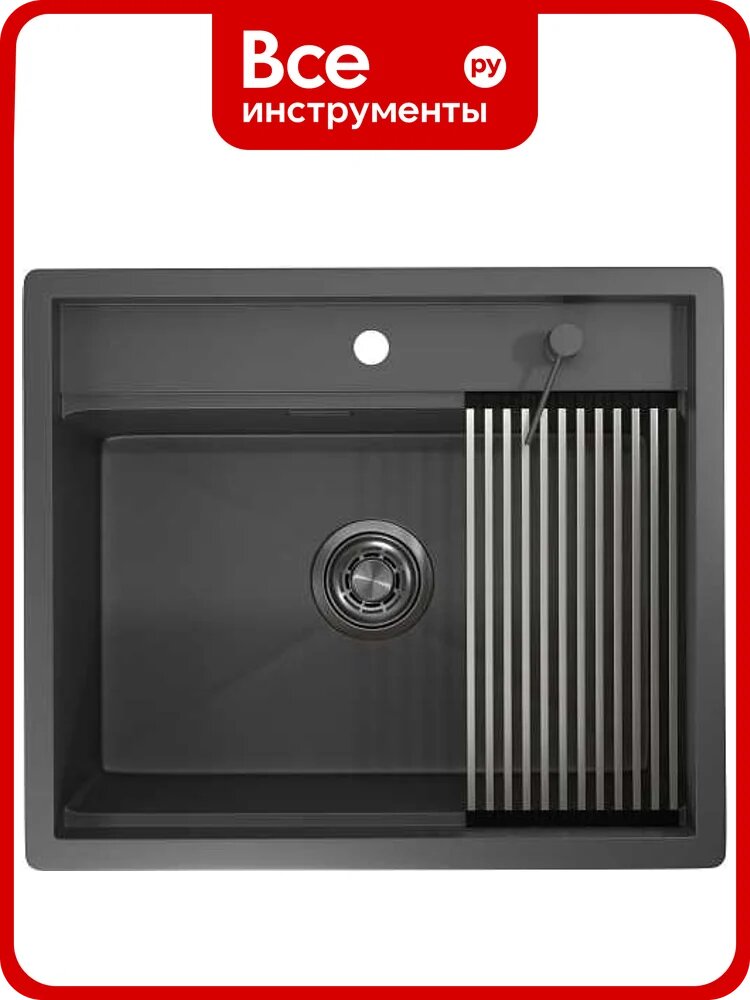 Мойка кухонная GRANULA Kitchen Space KS-6051, нержавеющая сталь, матовая, графит
