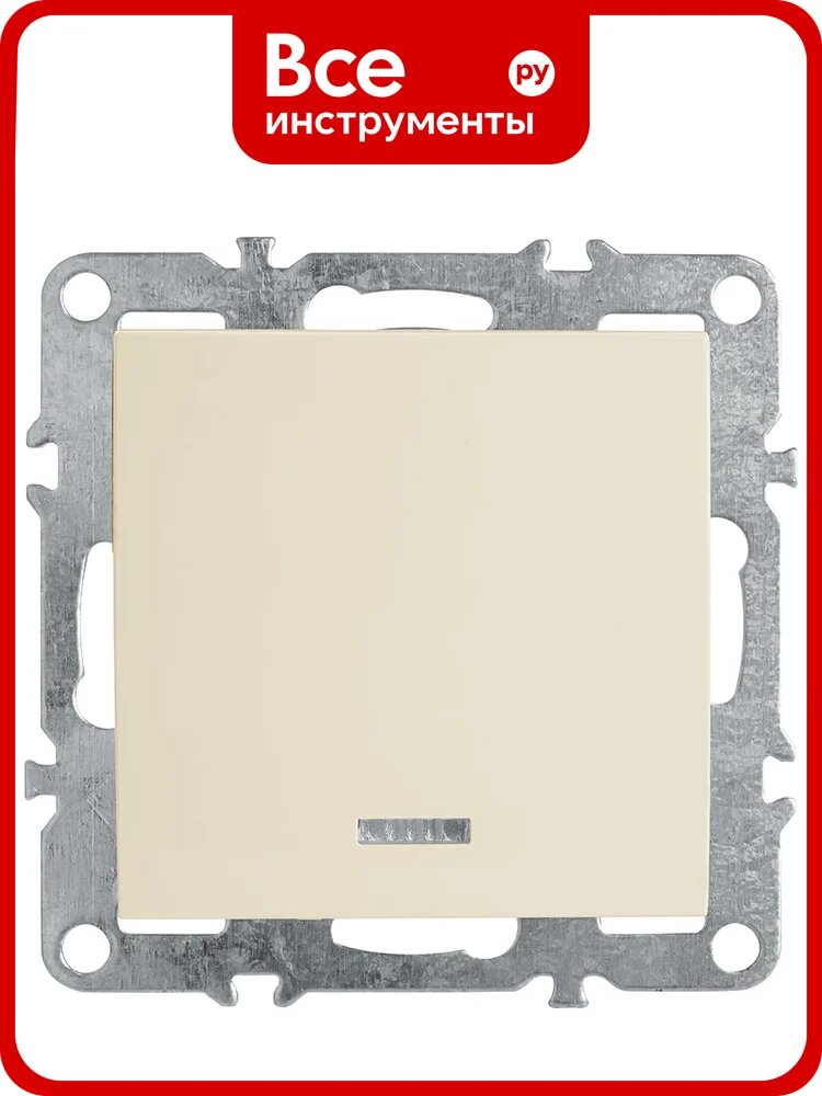 1-клавишный выключатель STEKKER с индикатором, механизм, PSW10-9101-02, 250В, 10А, серия Эрна, слоновая кость 39320