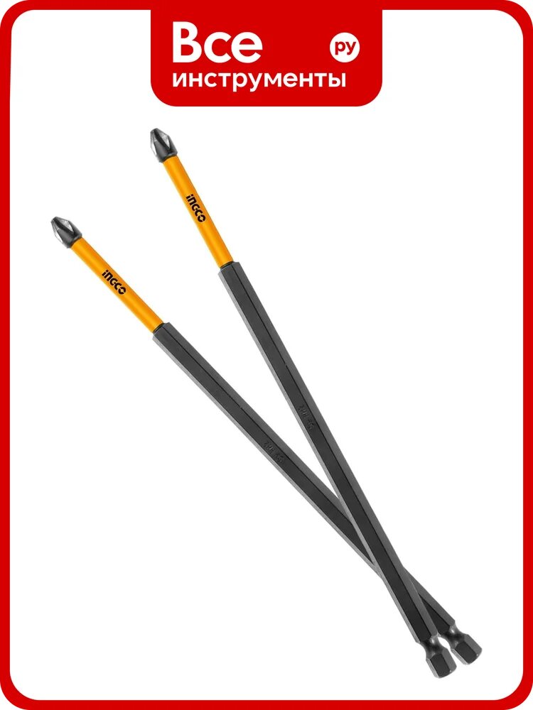 Набор ударных бит INGCO SDBIM11PH2103, 10шт, PH2, 250мм, в футляре