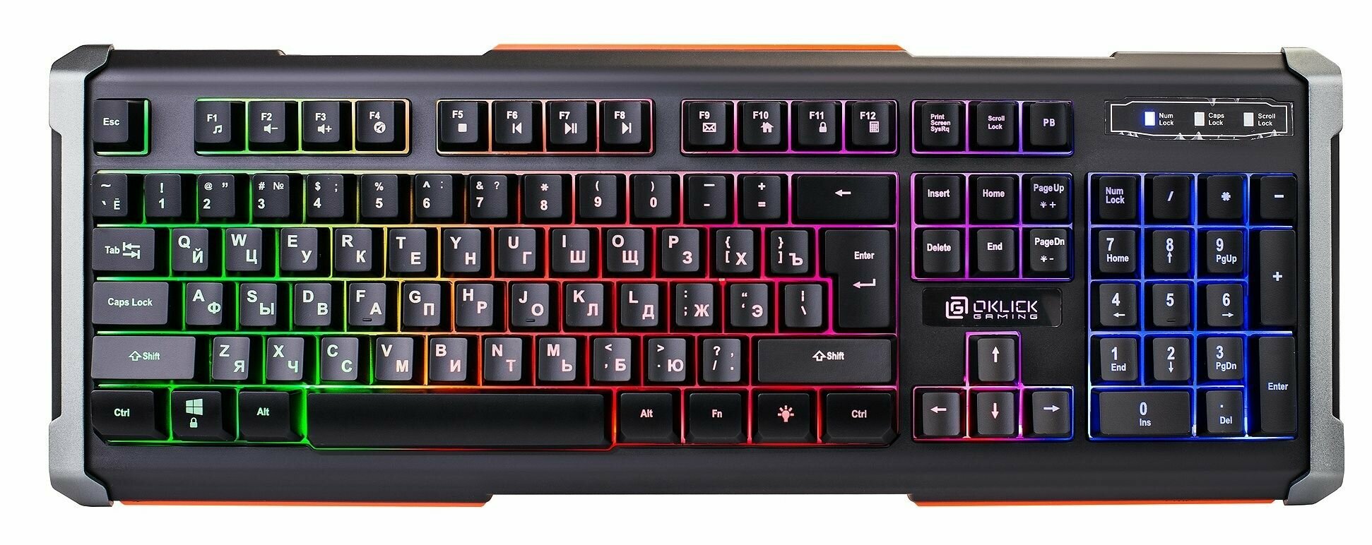 Клавиатура Oklick 717G черный/серый USB Multimedia LED